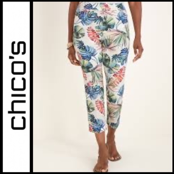Chico's | Pants & Jumpsuits | Nwt Chicos Secret Stretch Palm Print Crop ...